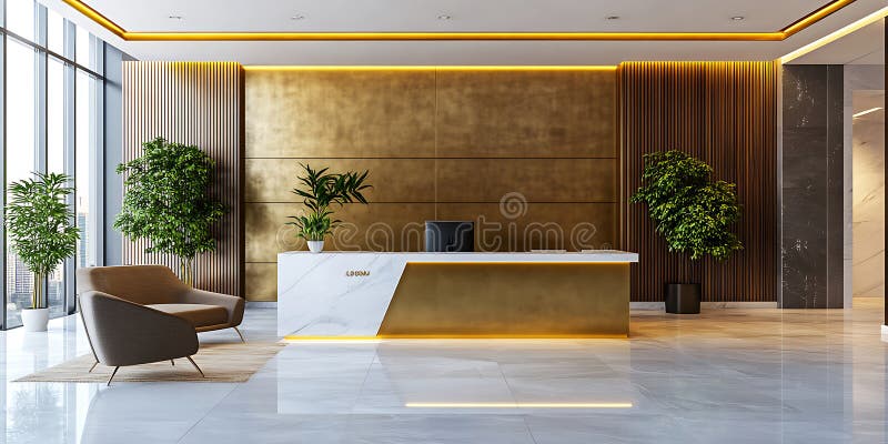 Luxury Hotel Lobby Reception Design Stock Illustration - Illustration ...