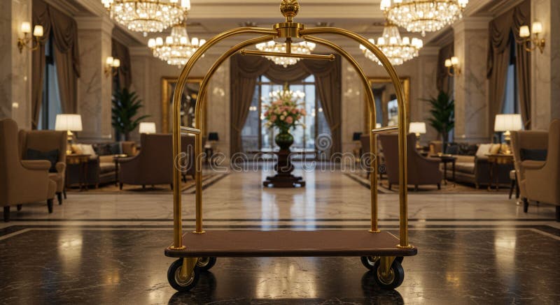 Luxury Hotel Luggage Cart stock illustration. Illustration of luxury ...
