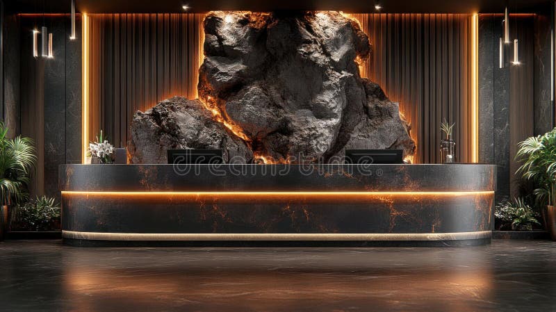 Luxury Hotel Reception Design Stock Image - Image of dark, onyx: 368966753