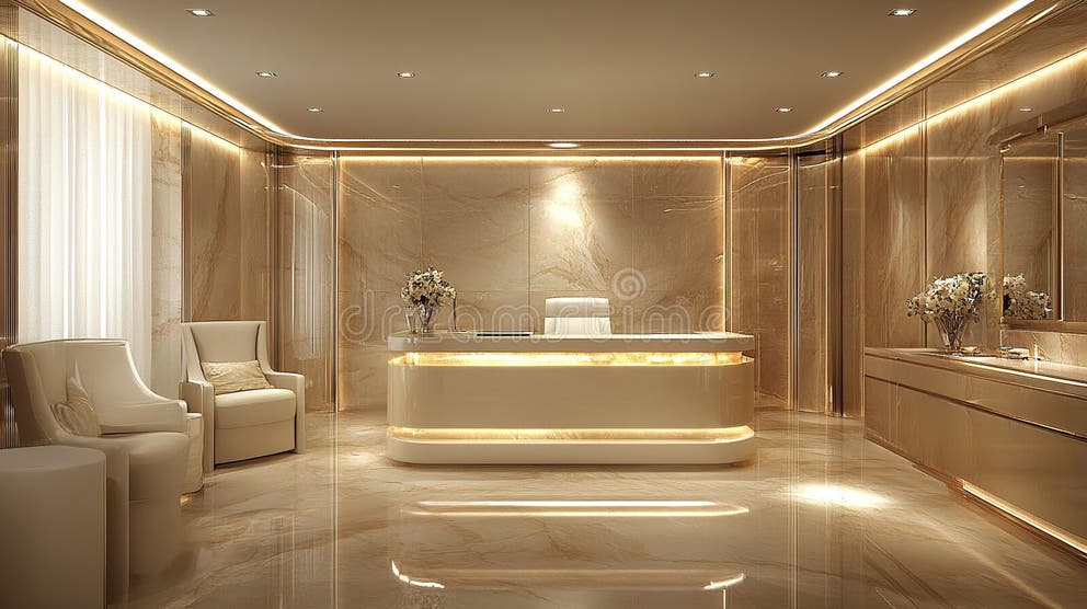 Luxury Hotel Reception Marble, Lighting, Waiting Area Stock ...