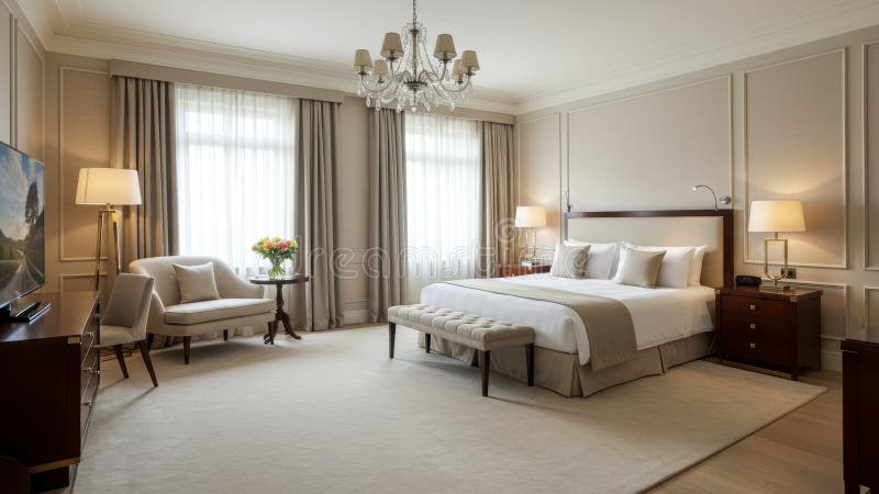 Luxury Hotel Suite Bedroom stock illustration. Illustration of interior ...