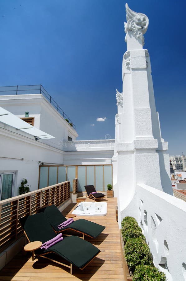 Luxury hotel sun terrace stock image. Image of decked - 17792571