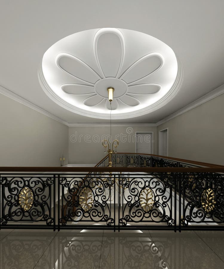 Luxury House Ceiling with Flower Design. Stock Illustration ...