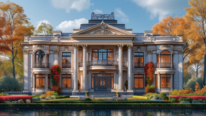 Luxury house exterior stock illustration. Illustration of construction ...