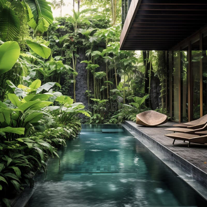 Luxury House with Pool Generated by AI Tool Stock Illustration ...