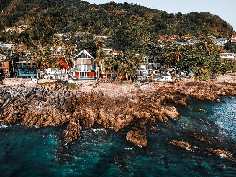 Luxury House on Rocks Near Water Stock Photo - Image of cliff, shore ...