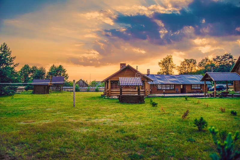 Luxury house at sunset stock photo. Image of glow, luxury - 90110898