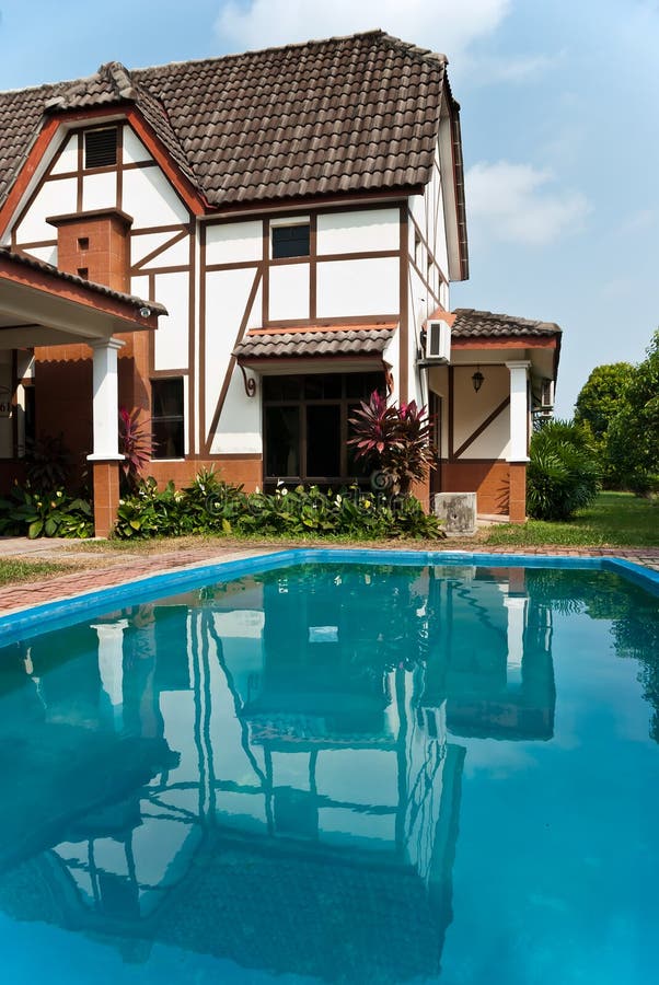 Luxury House with Swimming Pool Stock Image - Image of people, exterior ...