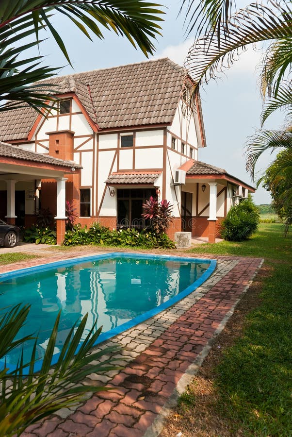 Luxury House with Swimming Pool Stock Photo - Image of deck, private ...