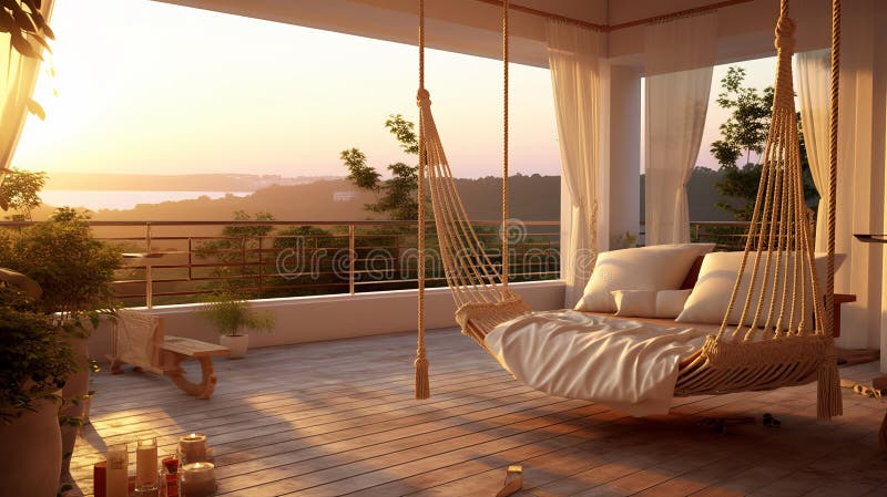 Luxury House Veranda with Hanging Swing. Generative AI Stock ...