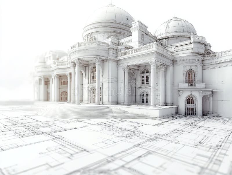 Luxury House White Design on Architect Engineer Blueprints Stock Photo ...