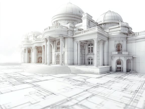 Luxury House White Design on Architect Engineer Blueprints Stock Photo ...