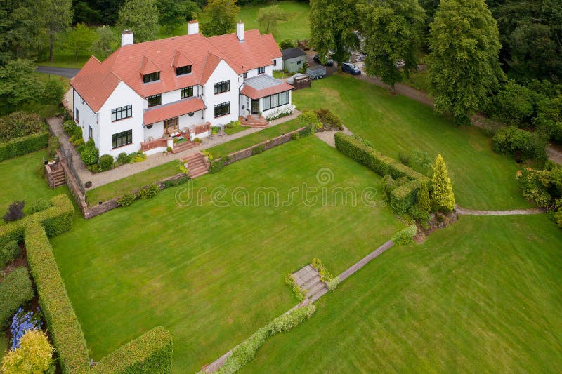 Luxury Houses Viewed from Above in Kilmacolm Stock Image - Image of ...