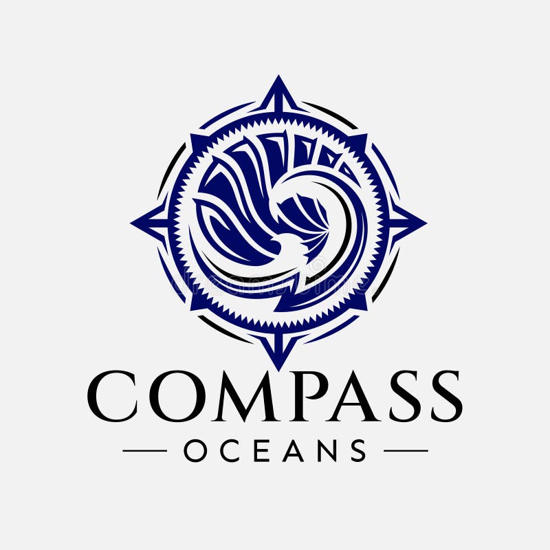 Luxury Illustrative Ocean Compass Logo Design. Elegant Sea Wave Logo ...