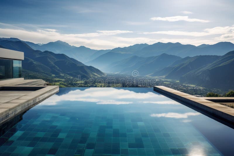 Luxury Infinity Pool on Mountain View AI Generated Stock Image - Image ...