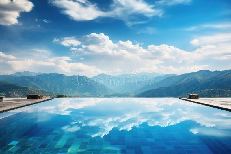 Luxury Infinity Pool on Mountain View AI Generated Stock Photo - Image ...