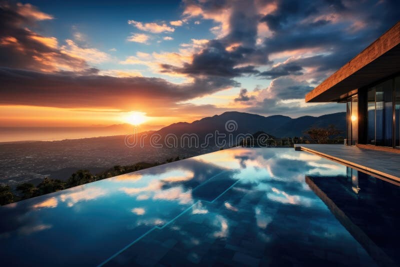 Luxury Infinity Pool on Mountain View AI Generated Stock Photo - Image ...