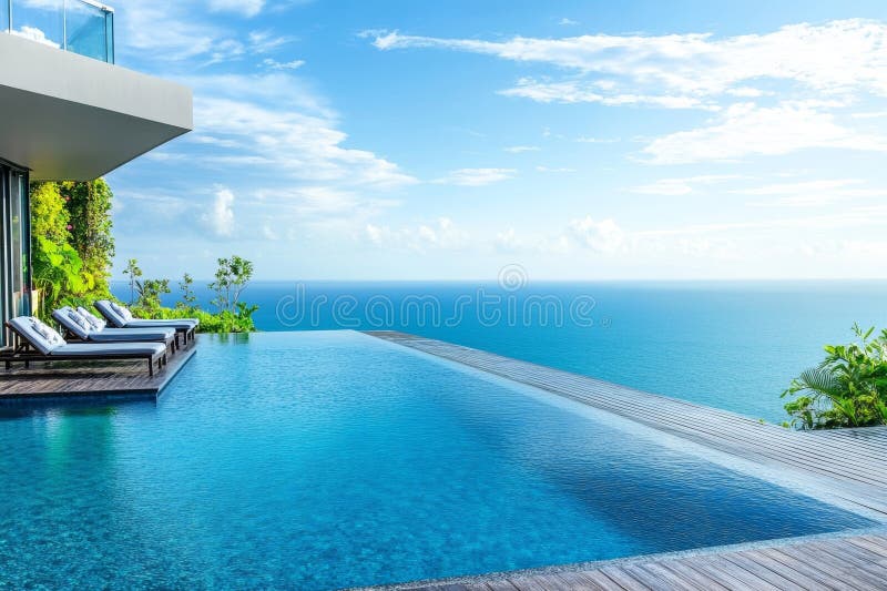 Luxury Infinity Pool Overlooking a Tranquil Ocean, Perfect for ...