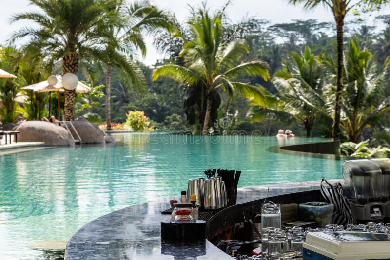 A Luxury Infinity Pool in a Tropical Resort Stock Image - Image of ...