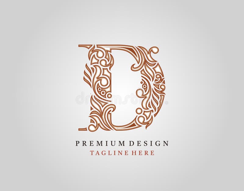 Luxury Initial D Letter Logo Icon, Elegant Floral Ornament Monogram ...