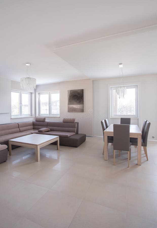 Luxury Interior in Beige Color Stock Photo - Image of living, modern ...