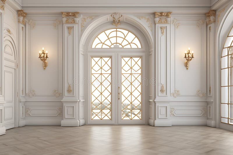 Luxury Interior in Classic Style Door. 3d Render, 3d Illustration Stock ...