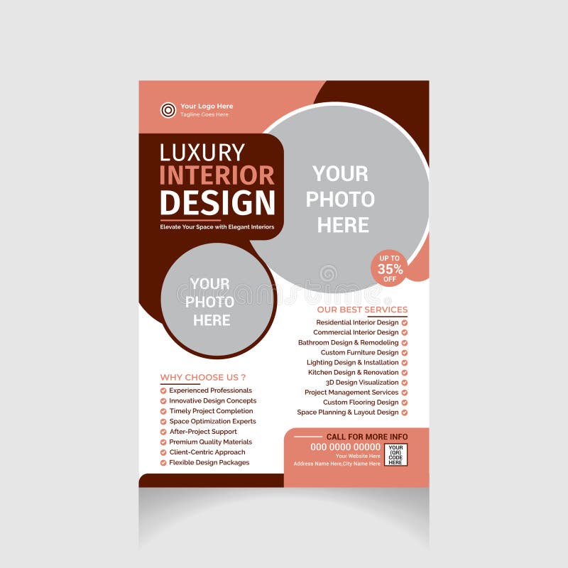 Luxury Interior Design Flyer Template Stock Vector - Illustration of ...