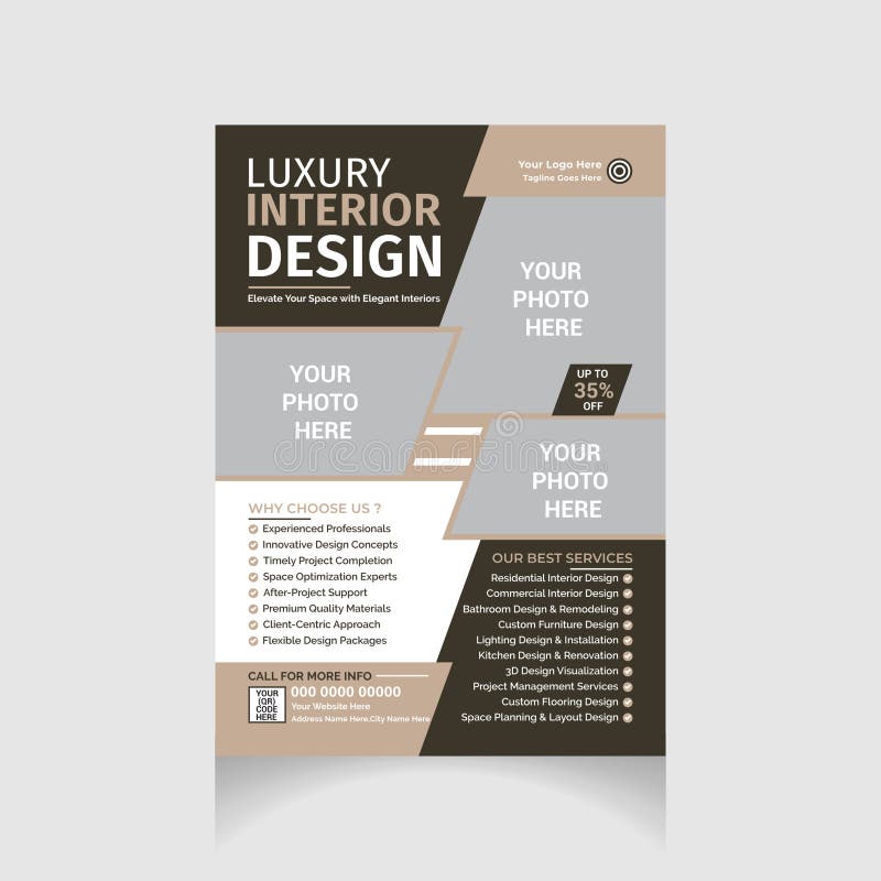 Luxury Interior Design Flyer Template Stock Vector - Illustration of ...
