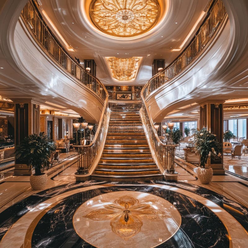 Luxury Interior Design of Hotel and Casino. 3D Rendering Stock ...