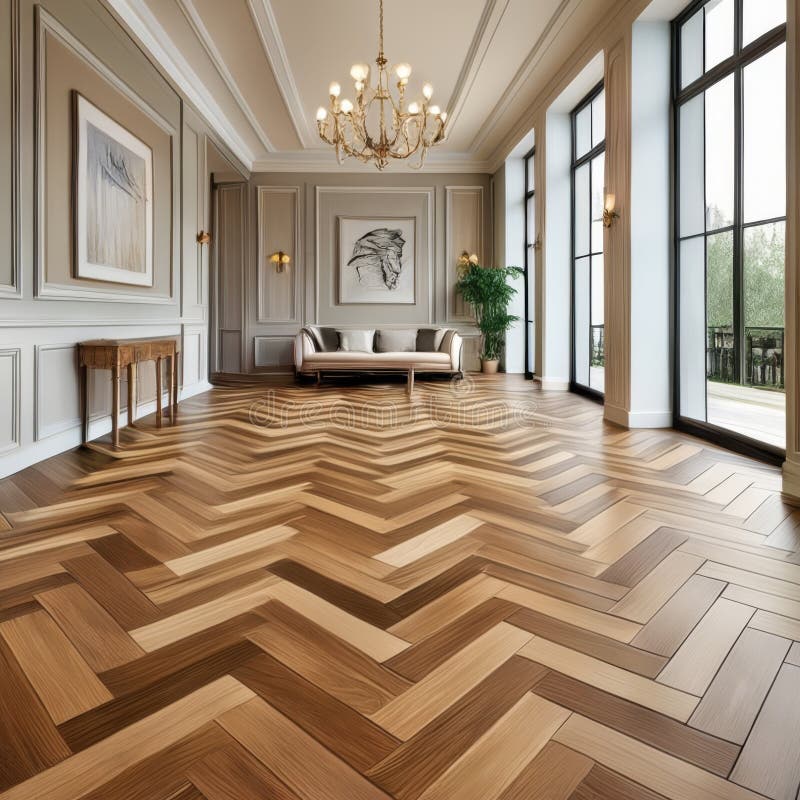 Luxury Interior Design of Living Room with Parquet Floor. 3d Render ...
