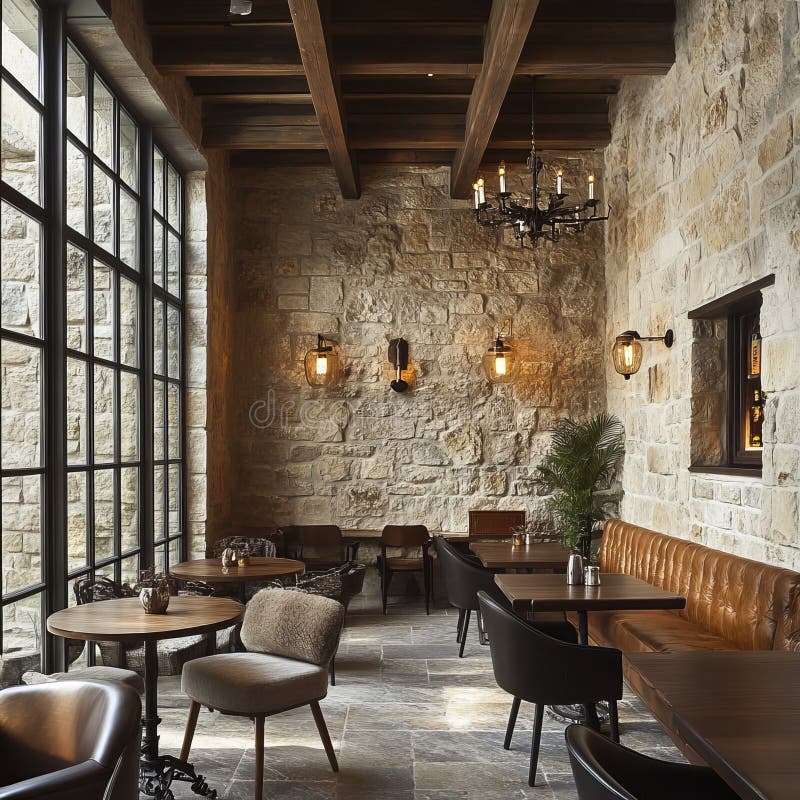 Luxury Interior Design of Modern Restaurant. 3D Rendering Stock ...