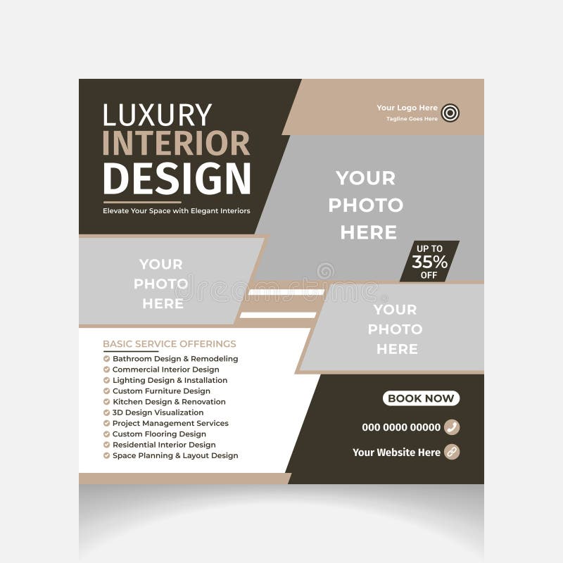 Luxury Interior Design Social Media Post Design Stock Vector ...