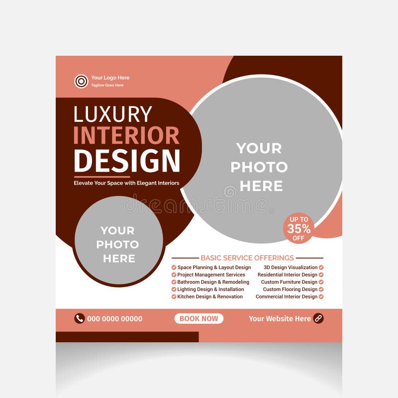 Luxury Interior Design Social Media Post Design Stock Vector ...