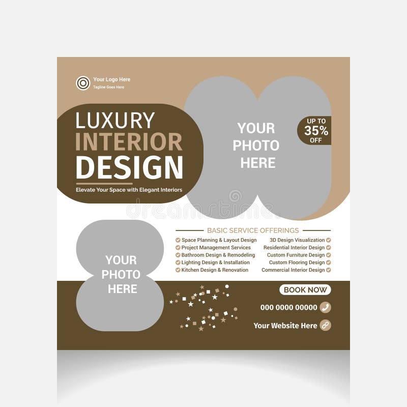 Luxury Interior Design Social Media Post Design Stock Vector ...