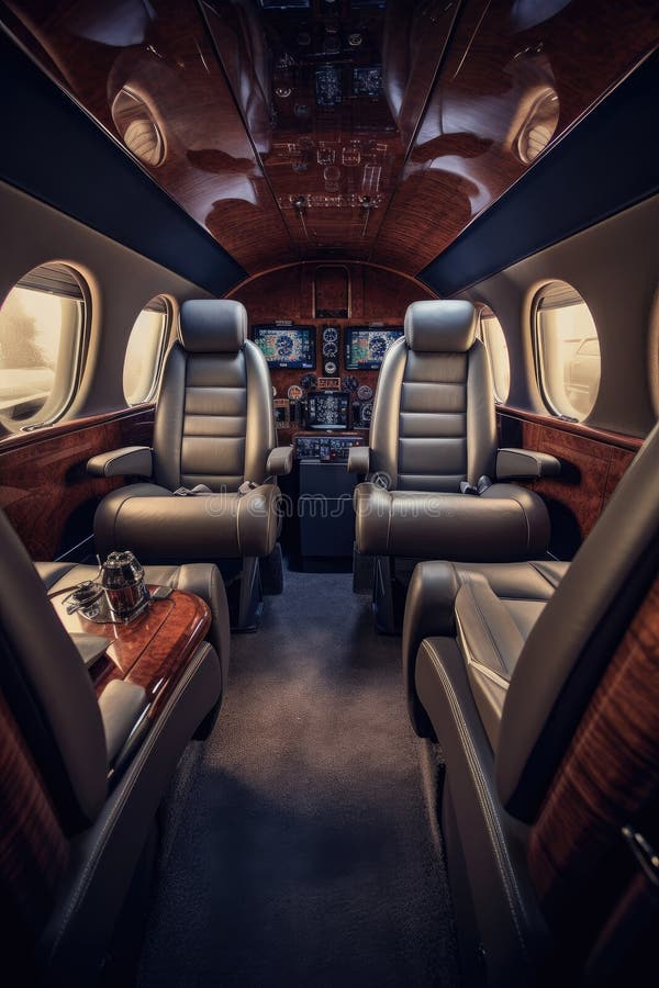 Luxury Interior of Genuine Leather in the Business Jet, AI Generated ...