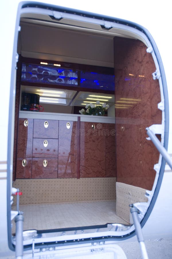 Luxury Interior of Kitchen in the Modern Private Business Jet Stock ...