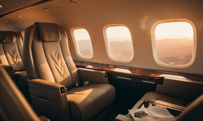 Luxury Interior of a Private Jet or First Class Flight Stock Image ...