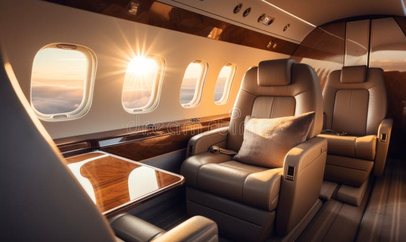 Luxury Interior of a Private Jet or First Class Flight Stock ...