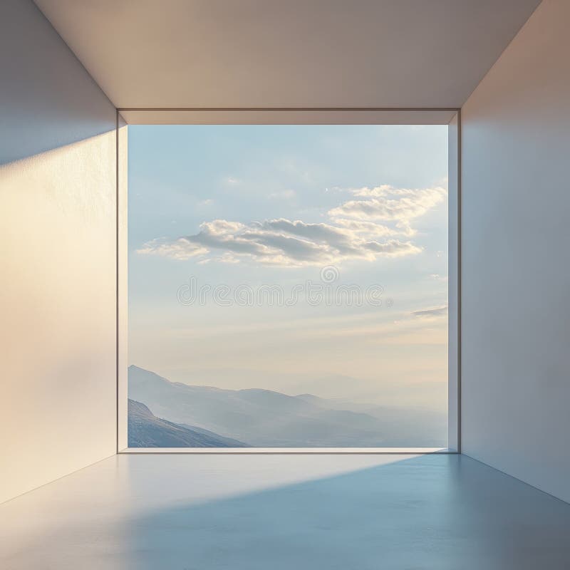 Luxury Interior with Window and Mountains. 3D Rendering Stock ...