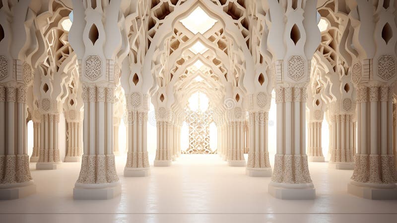 Islamic Architecture Interior Pillars Columns Mosque Stock Illustration ...