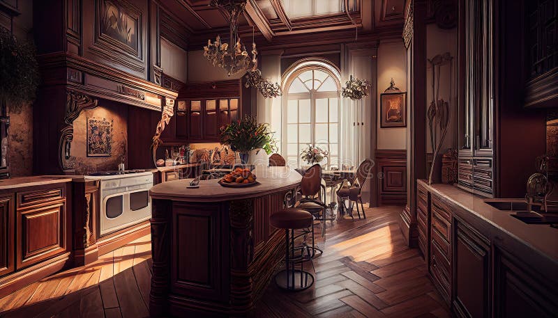 A Luxury Kitchen of Luxurious Interior Design AI Generative Stock ...