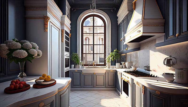 A Luxury Kitchen of Luxurious Interior Design AI Generative Stock ...
