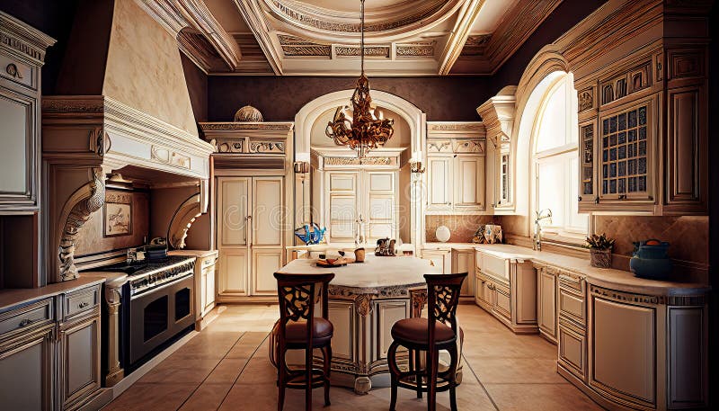 A Luxury Kitchen of Luxurious Interior Design AI Generative Stock ...