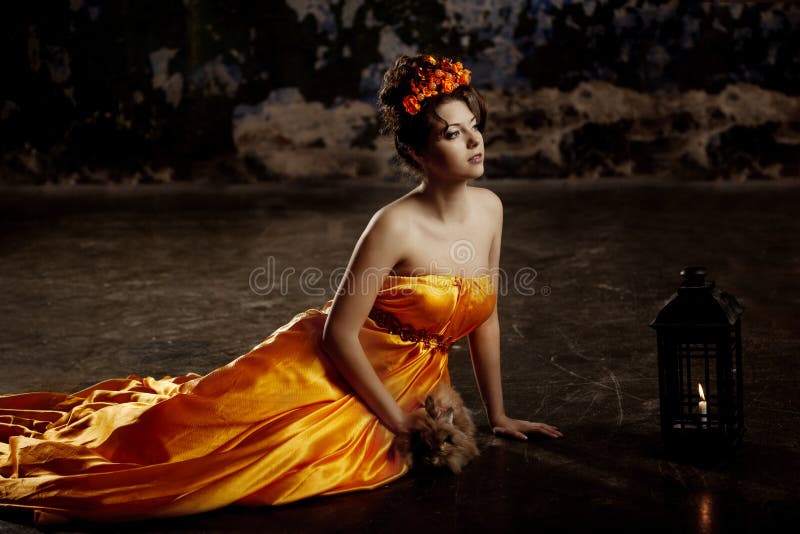 Luxury lady in silk dress stock photo. Image of beauty - 41437966