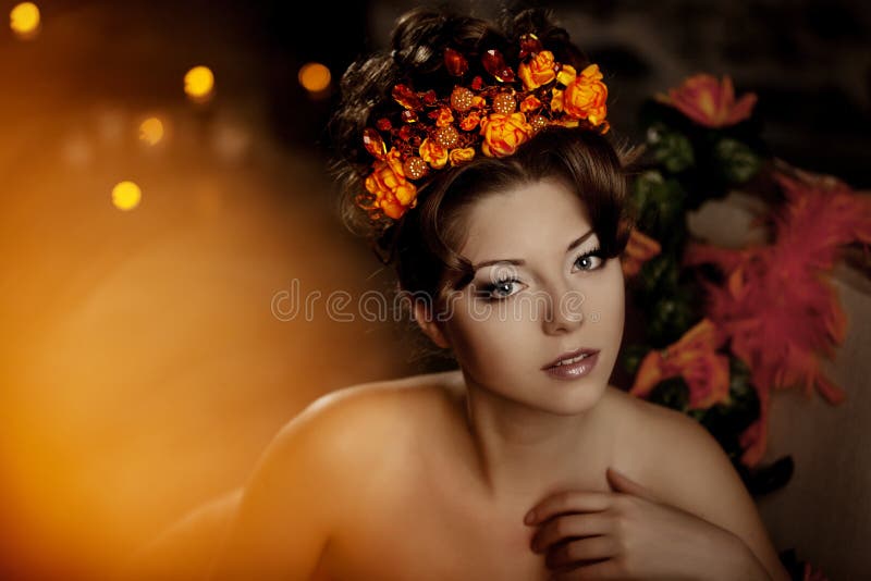 Luxury lady in silk dress stock image. Image of portrait - 41438105