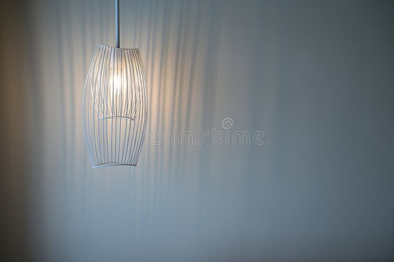 Luxury Lamp Hanging on Room with White Curtain Stock Image - Image of ...