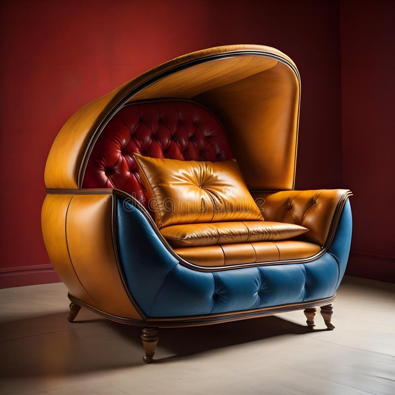 Luxury Leather Armchair in Red Interior. Generative Ai Stock ...
