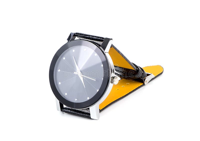 Luxury Leather Men Watch Isoalted on White Stock Image - Image of ...