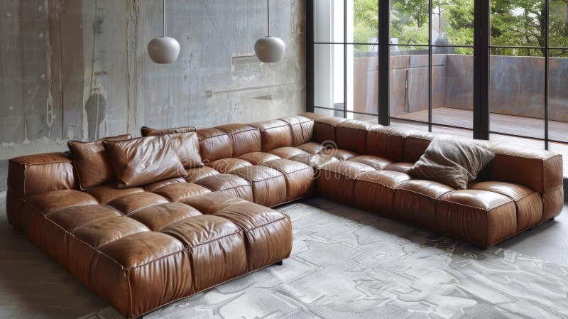 Luxury Leather Modular Sofa Stock Illustration - Illustration of chic ...