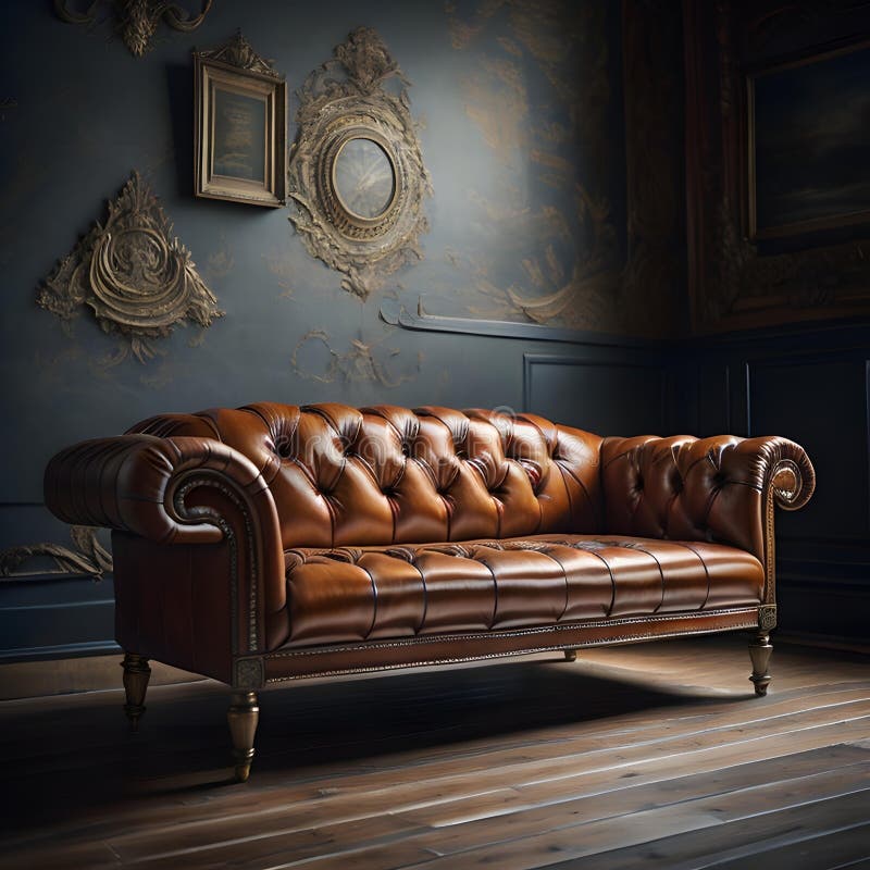 Luxury Leather Sofa in a Classic Interior. Generative Ai Stock ...